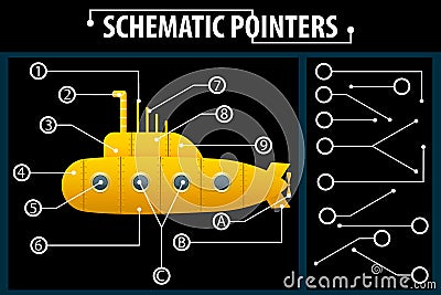 Schematic Pointers. Extension Lines To Indicate The Details Of The ...