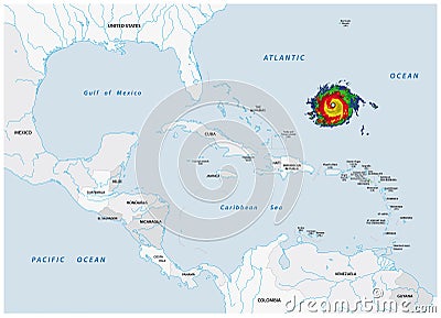 Schematic Vector Map Of A Fictional Hurricane In North And Central ...