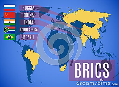 Schematic Vector Map Of The States Members Of The BRICS | CartoonDealer ...