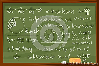 School Board With Mathematical Equations And Formulas. Hand Drawn ...