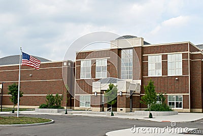 School Building With Flag Royalty Free Stock Photos - Image: 10025958