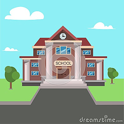 School Front View. Vector | CartoonDealer.com #75886188