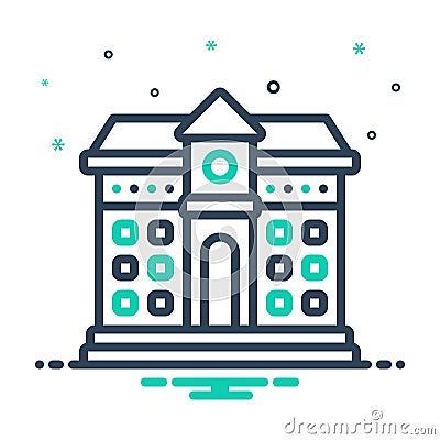 Mix Icon For School, Seminary And Building Vector Illustration ...