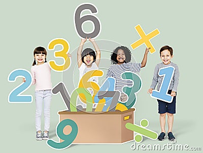 School Kids Learning Mathematics With Numbers Royalty-Free Stock Photo ...