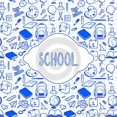 School Theme Card Design, Hand Drawn School Elements Vector ...