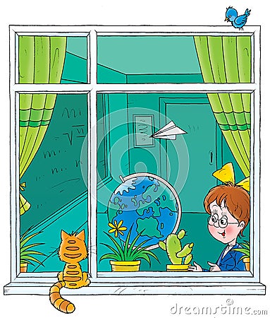 School Window Royalty-Free Cartoon | CartoonDealer.com #2196566