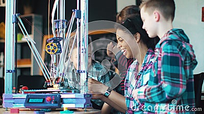 Schoolchildren Exploring Technology in Lab Stock Footage - Video of ...