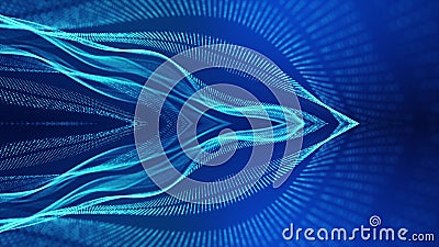 Sci-fi Background with Waves of Particles . 4k Loop Abstract Blue ...