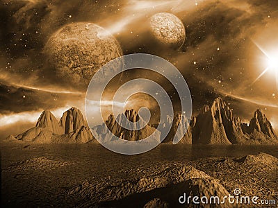 Sci-fi Fantasy Space Scene Alien Planet Royalty-Free Stock Photo ...