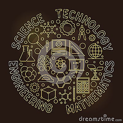Science, Technology, Engineering, Mathematics Vector Golden Banner | CartoonDealer.com #234660311