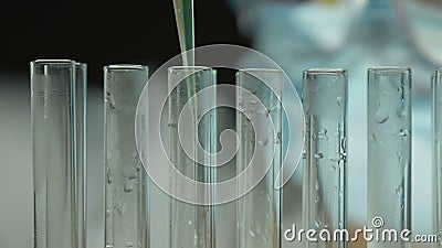 Scientist Adding Sample, Liquid Evaporating from Test Tube, Nuclear ...