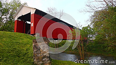 Scipio Covered Bridge in Indiana, United States Stock Video - Video of ...