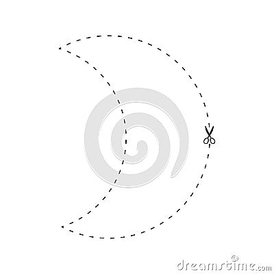 Scissors On Dashed Line Crescent Shape, Dash Line And Scissors, Dash Outline And Scissors Vector ...