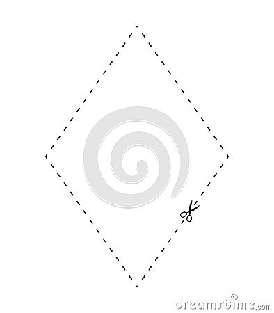 Scissors On Dashed Line Rhombus Shape, Dash Line And Scissors, Dash Outline And Scissors Cartoon ...