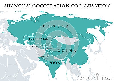 Shanghai Cooperation Organisation, SCO Member States, Political Map ...
