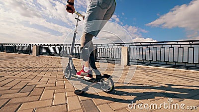 Person with Bionic Hand Runs Outdoors, Close Up. Stock Video - Video of ...