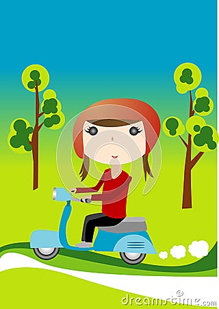 Scooter Girl Cartoon Vector | CartoonDealer.com #6473153