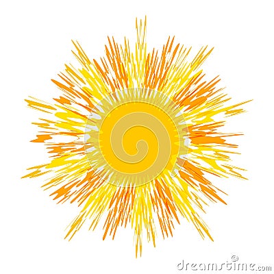 Scorching Hot Sun With Multiple Rays, Isolated On White Backgrounm ...