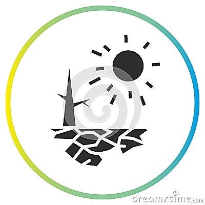 Scorching Sun With Scorched Land Icon, Drought,global Warming, Desert ...