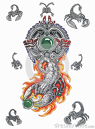 Scorpion Tattoo Flash Set. Animals Tattoo Set. Set Of Labels And ...