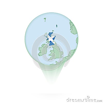 Scotland Map, Stylish Location Icon With Scotland Map And Flag Vector ...