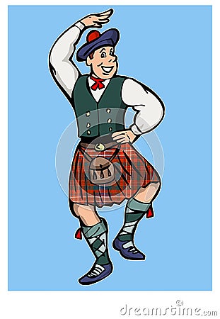 Scotsman Cartoon Character In Traditional Costume Dance Royalty-Free ...