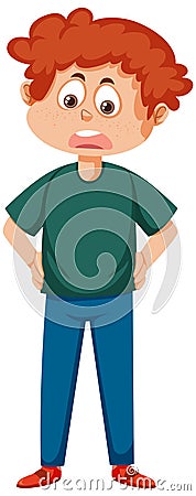 Scowl Boy Standing Akimbo Pose Cartoon Vector | CartoonDealer.com ...