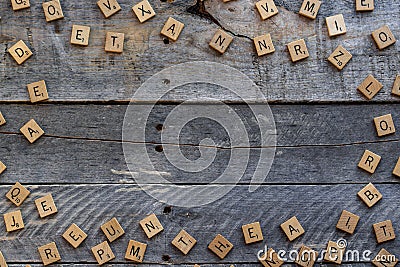 Scrabble Tiles Created A Border On A Wooden Background Editorial Photo ...