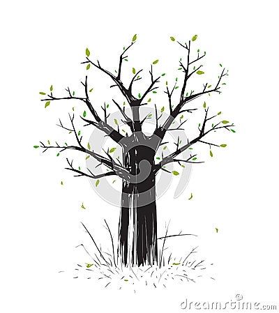 Scratchy Scribble Tree In Black Silhouette Stock Vector - Image: 40080484
