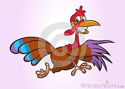 Screaming Running Cartoon Turkey Bird Character. Vector Illustration ...