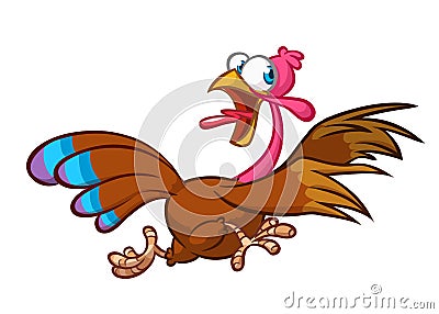 Screaming Running Cartoon Turkey Bird Character. Vector Illustration ...