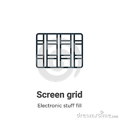 Screen Grid Outline Vector Icon. Thin Line Black Screen Grid Icon, Flat ...