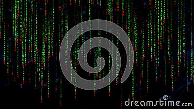 Screen with Matrix of Letters Going Down in Green Color. Artificial ...