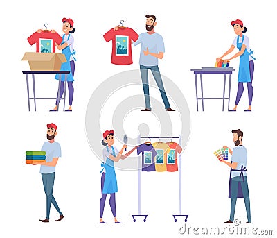 Screen Printing. Silk Screen Professional Workers In Print House ...