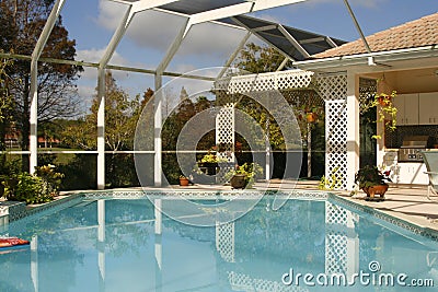 Screened Lanai With Pool Royalty Free Stock Image - Image: 3460546