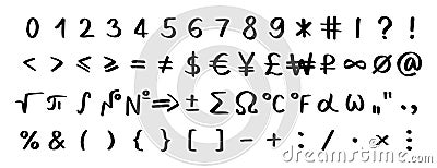 Scribble Black Special Math Symbols, Numbers And Signs. Symbols Are ...