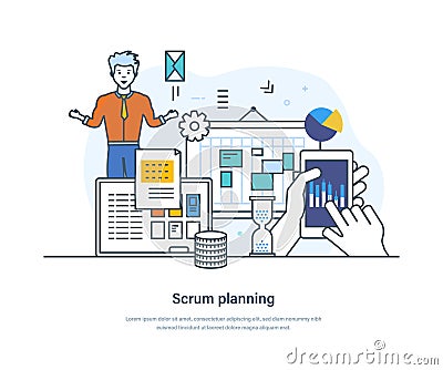 Scrum Planning Process Agile Development, Task Sprint Teamwork ...
