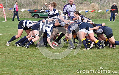 A Scrum In A Women's College Rugby Match Editorial Stock Image - Image ...