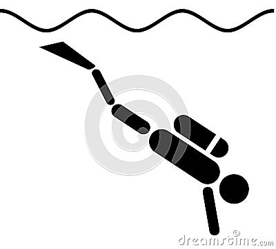 Scuba Diver With Backmount Descending Sign Vector Illustration ...