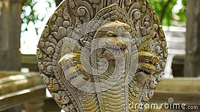 Sculpture in a Buddhist Temple - a Three-headed Snake Stock Video ...