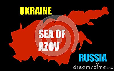 Sea Of Azov. Map Boundaries Sea Of Azov With Other Countries Cartoon ...
