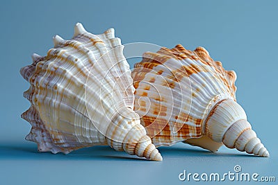 Sea Shells On Blue Background. White Sea Shells. Home Decor. Decor For ...