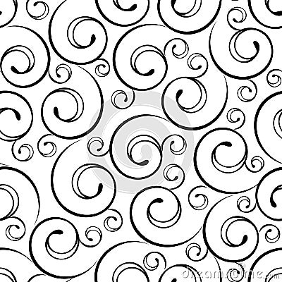 Seamless Abstract Curlicue Black Background Vector Illustration | CartoonDealer.com #78542588