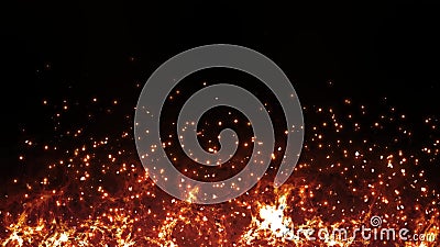 Seamless Animation of Abstract Fire Flame Burning. Fire and Ash Flying ...