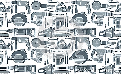 Seamless Background With Flat Handtools And Power Tools Cartoon Vector ...