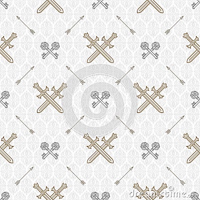 Seamless Background With Swords And Keys Cartoon Vector | CartoonDealer ...