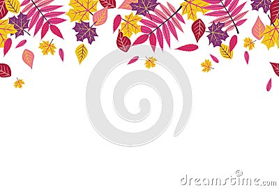Seamless Bright Fall Autumn Sumac Leaves Border 1 Vector Illustration ...