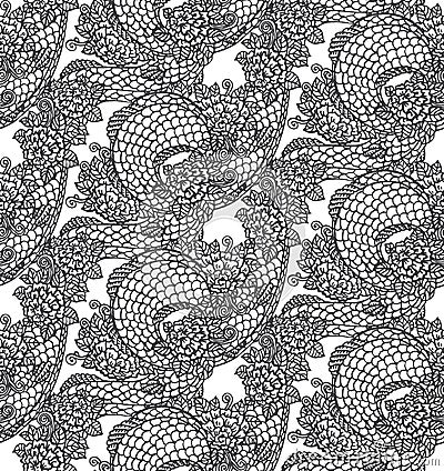 Seamless Chinese Dragon Texture Stock Illustration - Image: 57981527