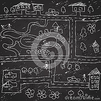 Seamless City Map Pattern Cartoon Vector | CartoonDealer.com #40059061