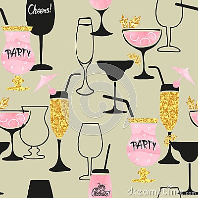 Seamless Cocktail Pattern. Vector Alcohol Background | CartoonDealer ...